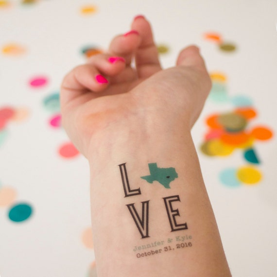 Texas Wedding Temporary Tattoo Love Tattoo Customized Wedding