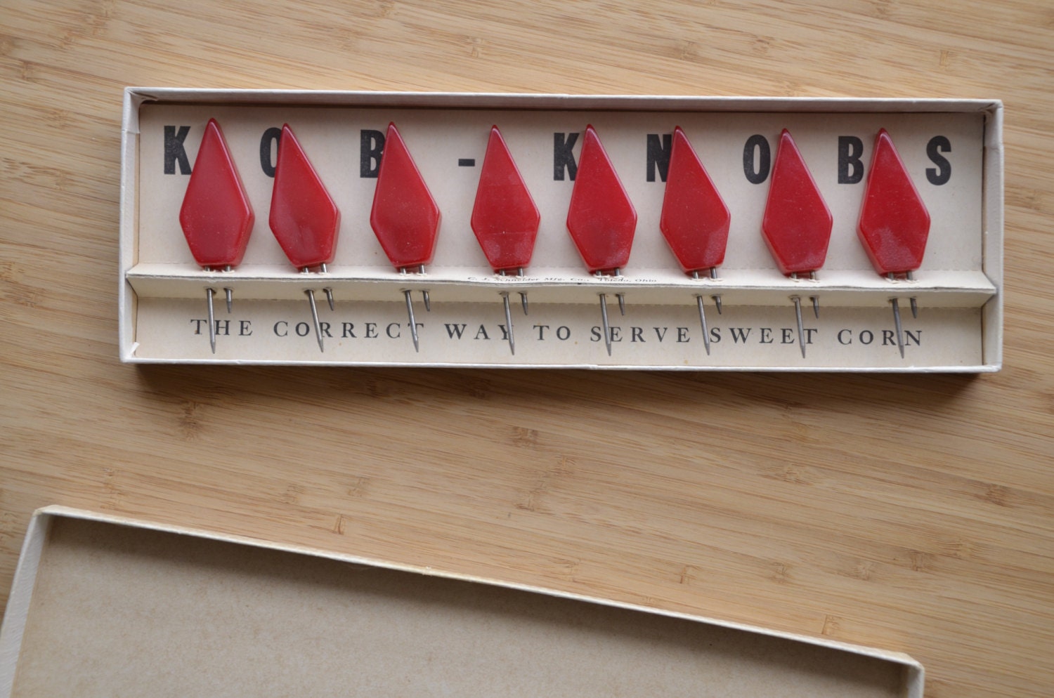 Kob Knobs by Schneider, Red Bakelite Corn Cob holders, vintage ...