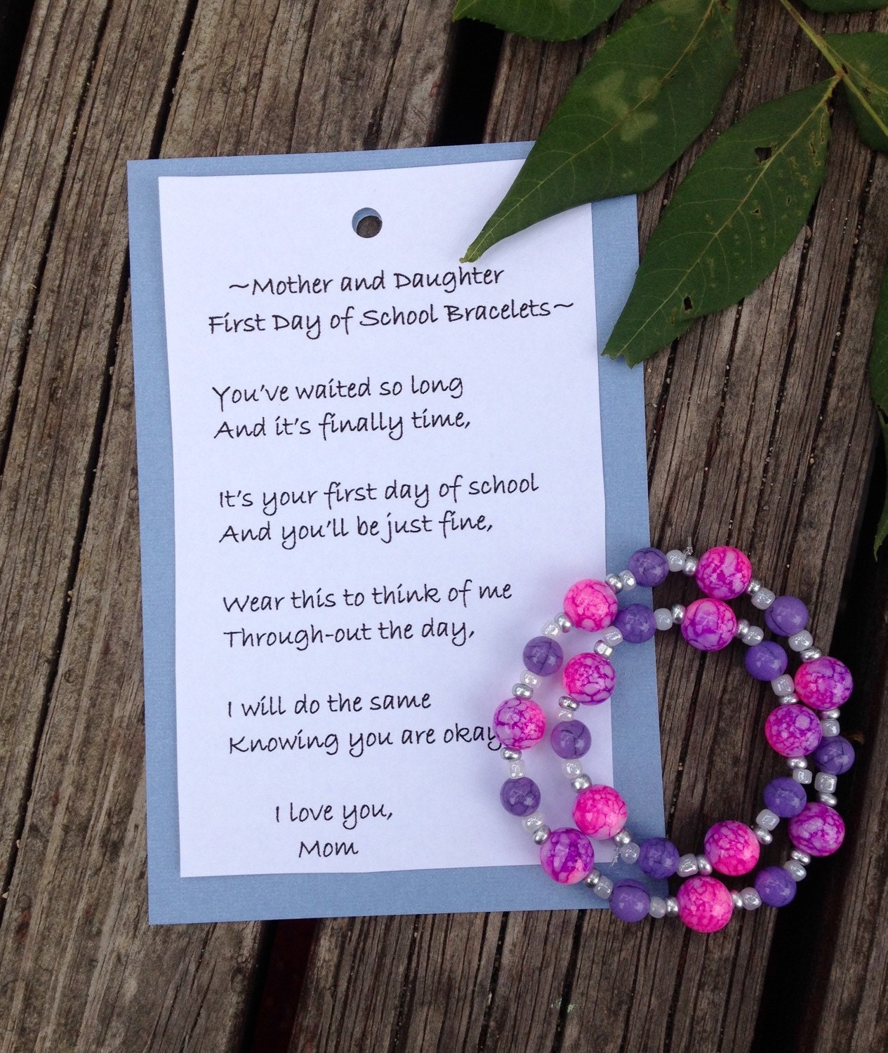 Mother and Daughter Bracelet Set with Poem Card by RichelleDesigns