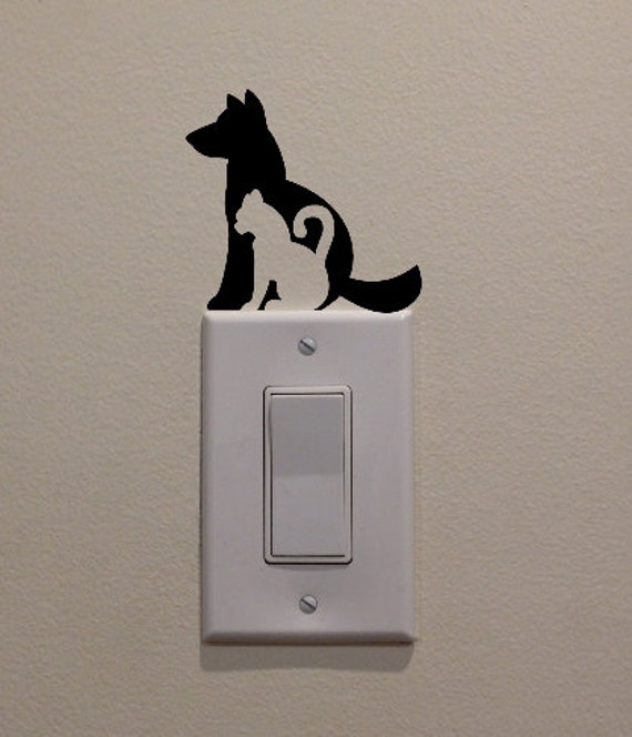 Cat & Dog on Light Switch 3 x 3 Bedroom/Home