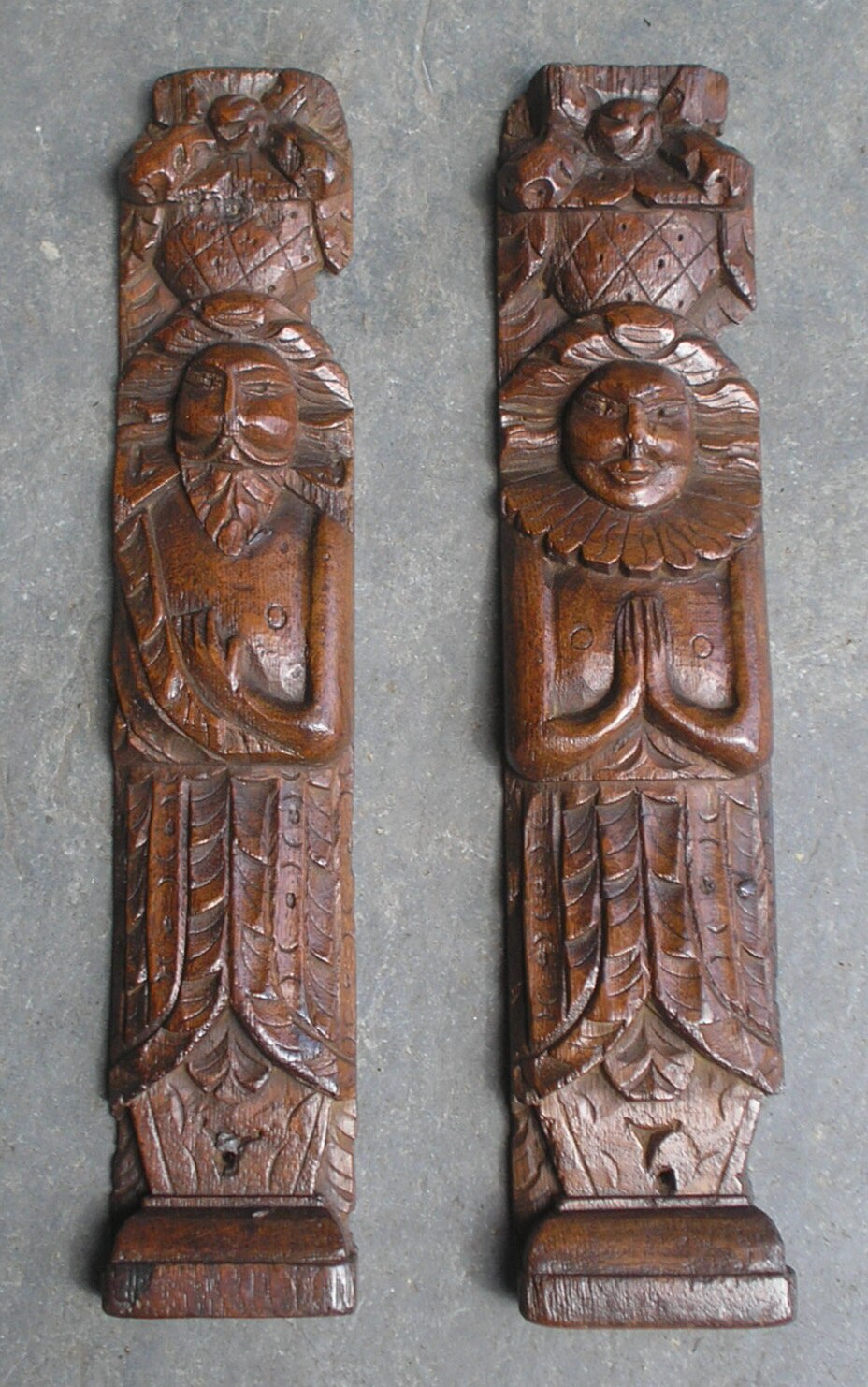 16th Century Elizabethan carved oak Caryatid & Atlantid pillaster ...