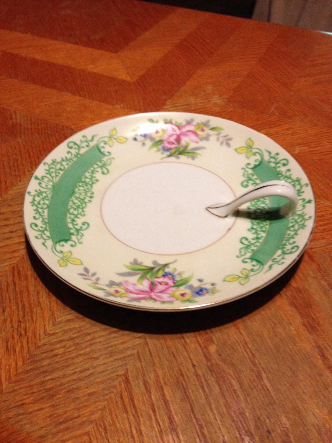 Porcelain serving plate with handle, vintage, antique, decorative, (M ...