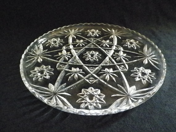 Round Glass Serving Tray Platter Clear By Jsvintagevillage