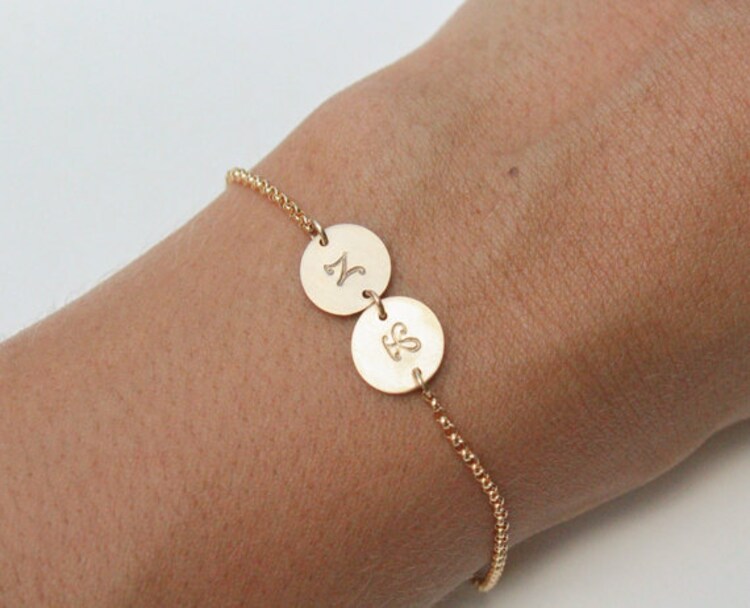 Two Initial Bracelet / Two Initial Monogram by DaintyLayersJewelry