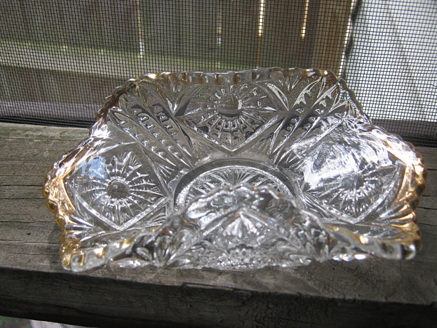 Small Glass Dish With Rolled Sides And Gold Trim, Tinket Dish, Candy ...