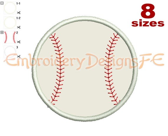 Baseball Applique Design 8 sizes Machine by EmbroideryDesignsFE