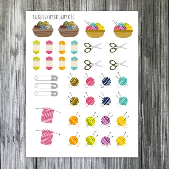 Knitting Stickers 078 by ThePlannerJunkieInc on Etsy
