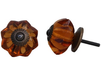 Amber glass knobs | Etsy