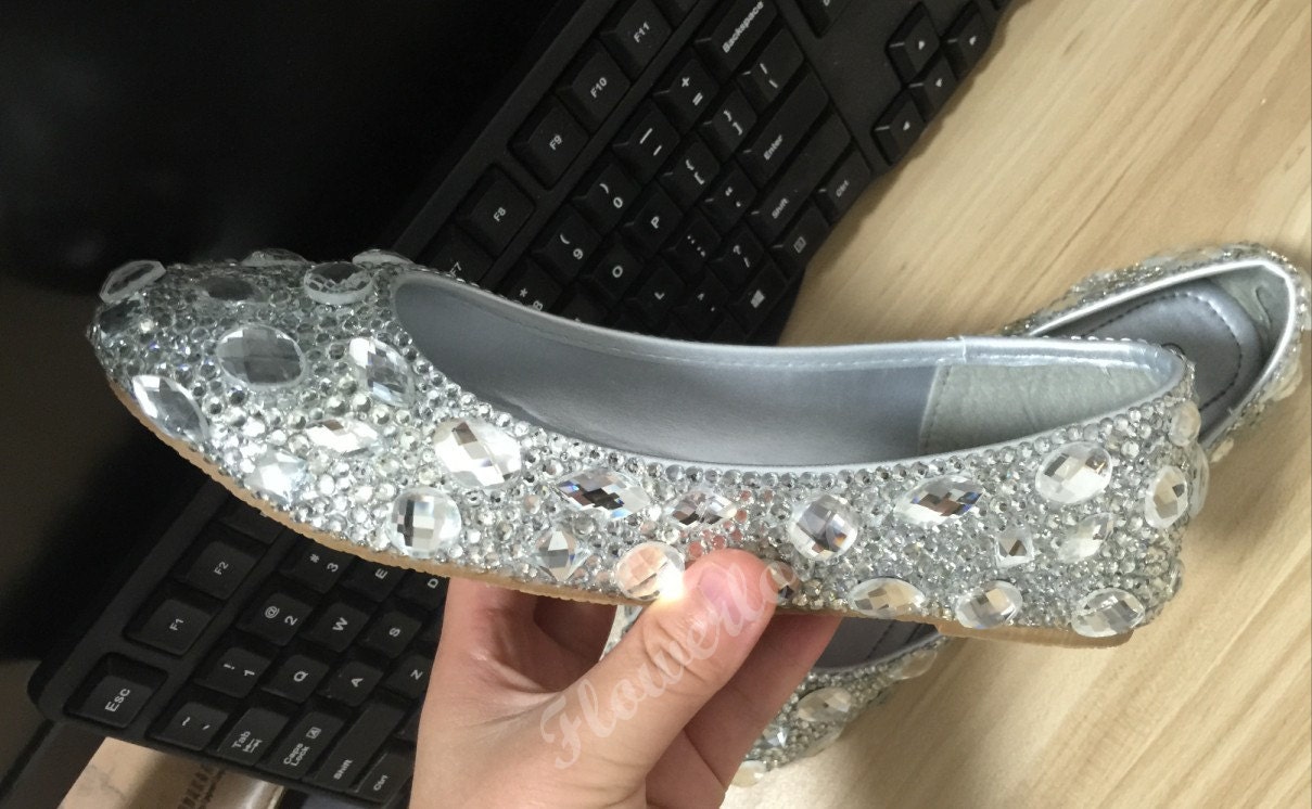 Rhinestone Women Flat Shoes Clean Gems Stones Sparkly Crystal