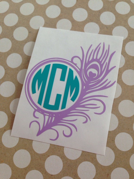 Peacock Feather Monogram Monogrammed Feather by MMVinylCreations
