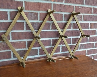 Items similar to Vintage Wood Accordion Wine Rack in Orange and Yellow ...