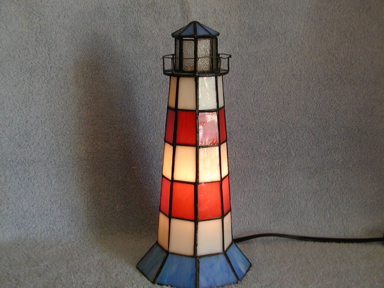 Nightlight Stained Glass Lighthouse Accent Lamp