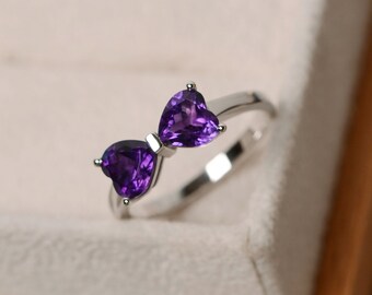 Purple amethyst ring sterling silver February birthstone