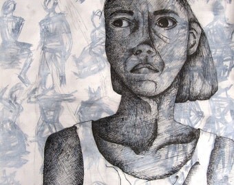 Items similar to Green Hands figure drawing pen and ink - fine art ...