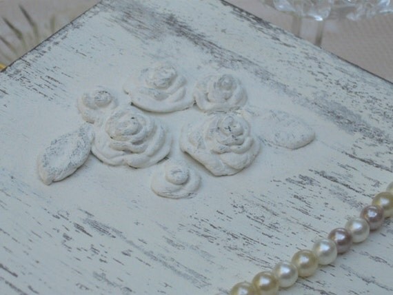 JEWELRY BOX Cream Color Shabby Chic Home Decor with by tammnoony