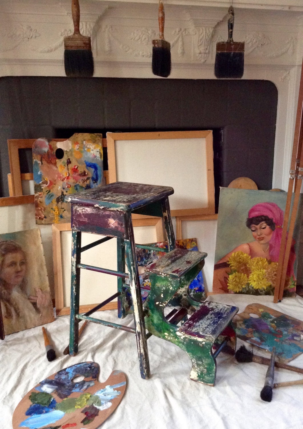 Vintage Artist Painter’s Step Stool Blank Canvas – Haute Juice