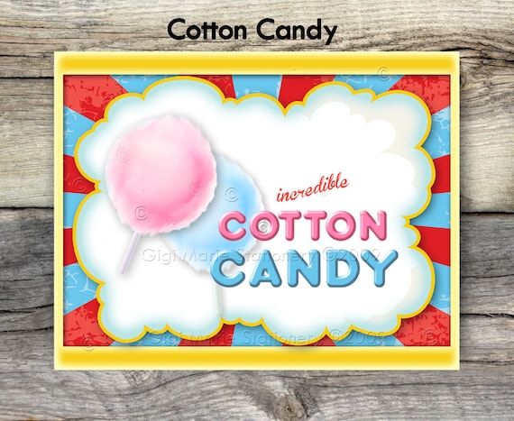 Items similar to Circus CARNIVAL COTTON CANDY Sign - 8x10 and 11 x 14 ...