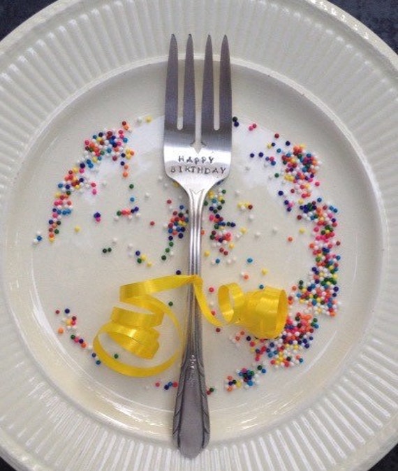 Happy Birthday Fork by AutumnPlaceArts on Etsy