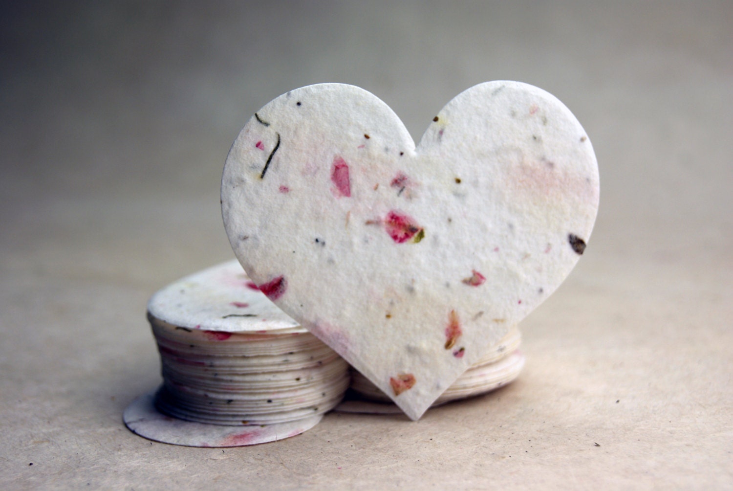 Large Pink Seed Paper Hearts 2.85w x 2.5h