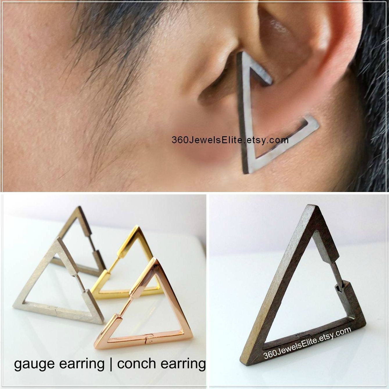 Conch Earring Triangle Gauge Earring Ear Cartilage