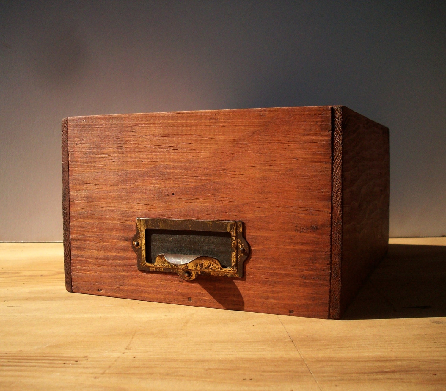 Vintage Wood Box with Label Hardware / Rustic Decor / Storage ...