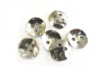 10 Antiqued Silver Metal Buttons 14mm x 14mm
