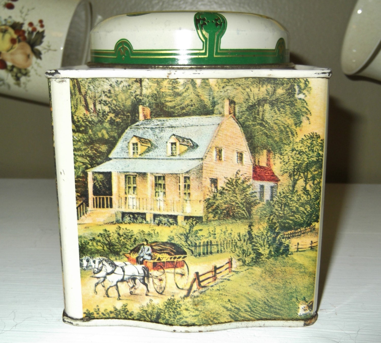 Four Seasons Vintage Tin, Old Coffee Tin with Petty Country, Farm ...