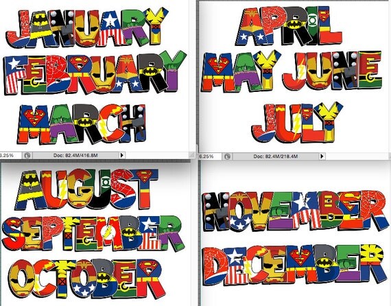 Superhero Bulletin Board Months of the year digital file