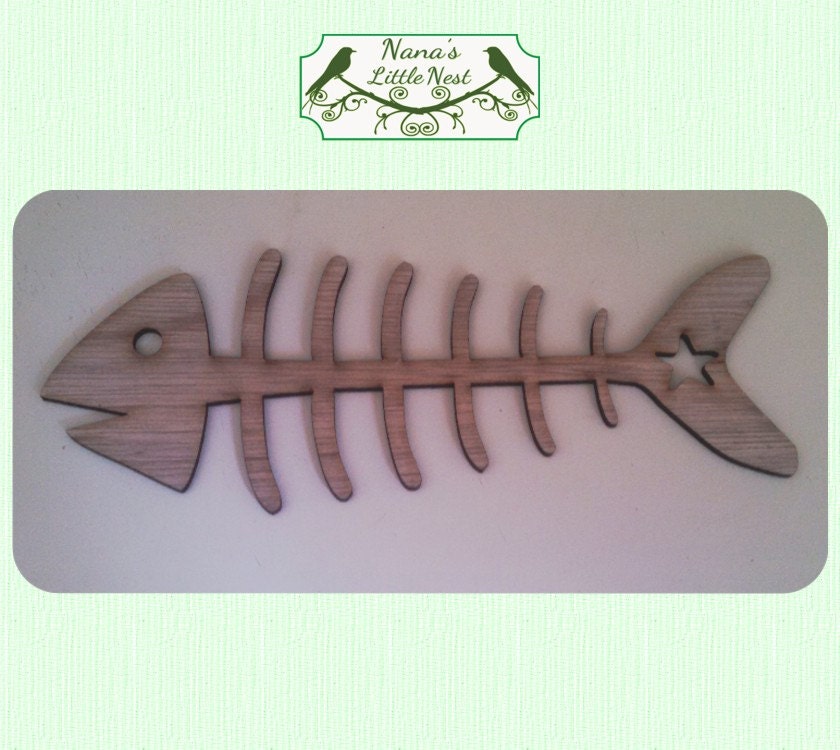 Fish Bones Large Wood Cut Out Laser Cut
