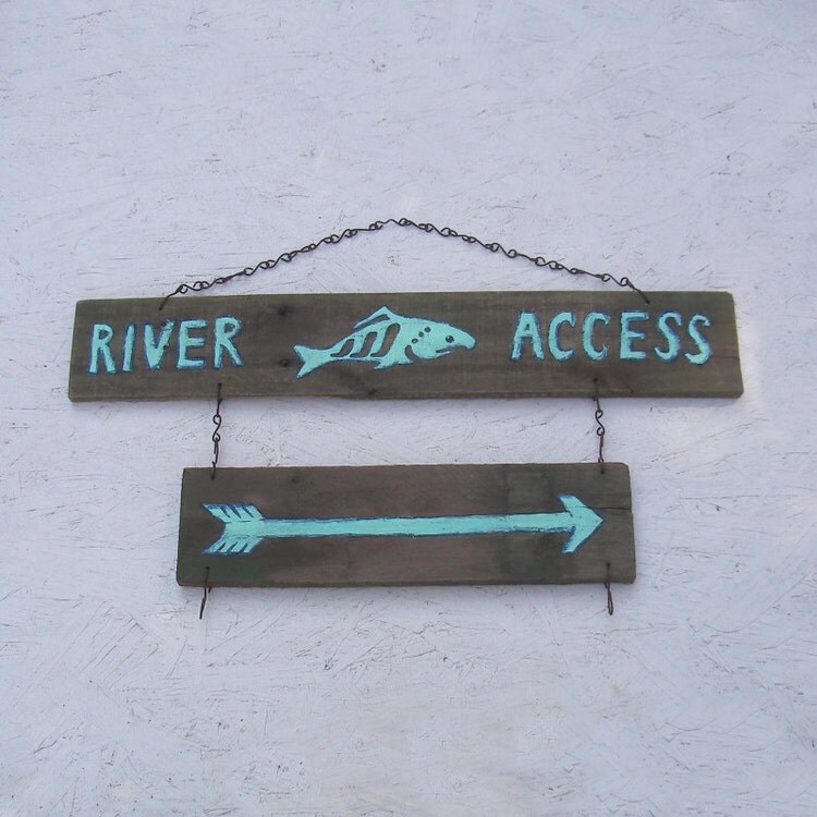 River Access Sign Flip Arrow Sign Native American by ArtfulHorizon