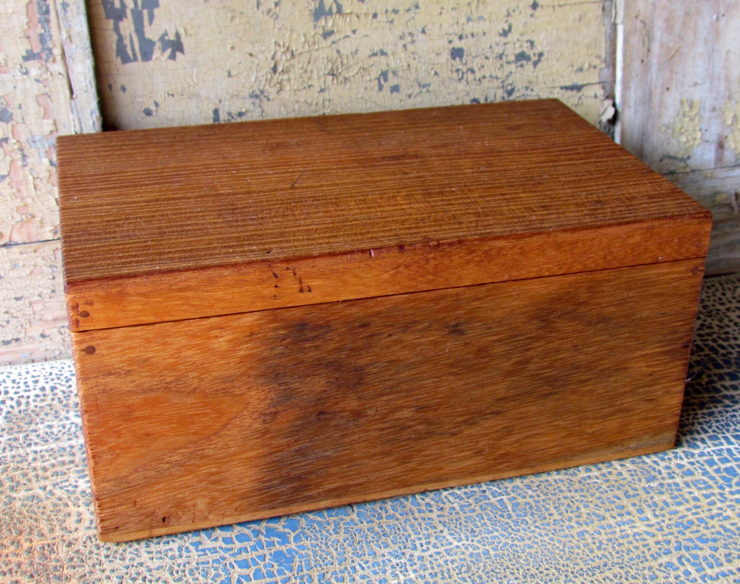 Vintage Wood Box Handmade Cedar Lined Stained Removable Lid Storage ...