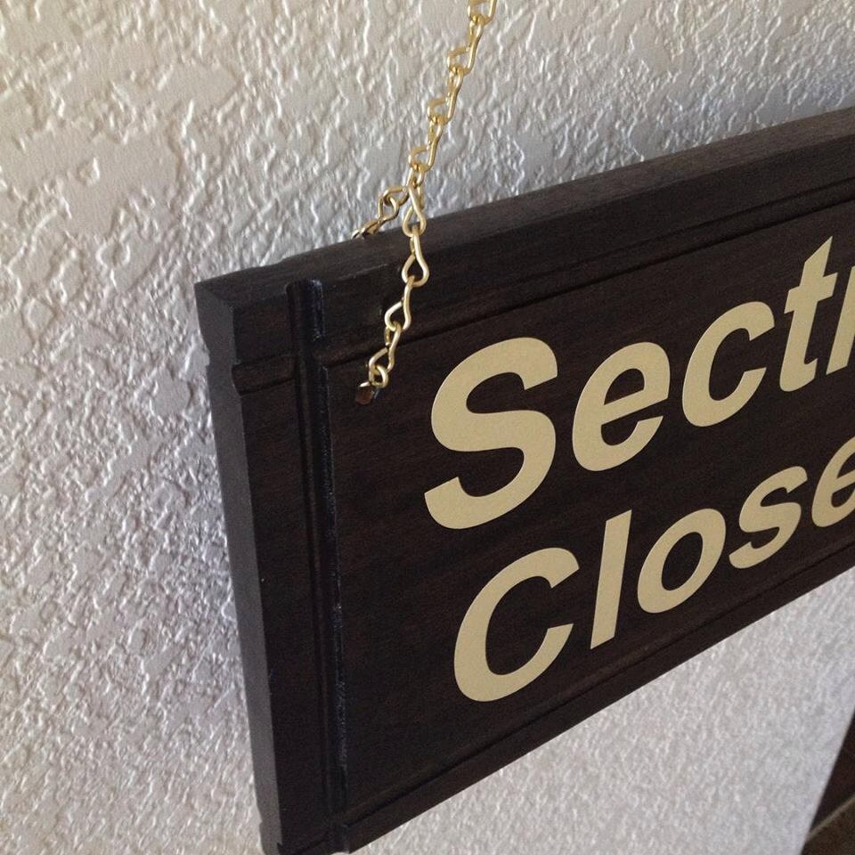 Restaurant Sign Section Closed Large poplar wood sign