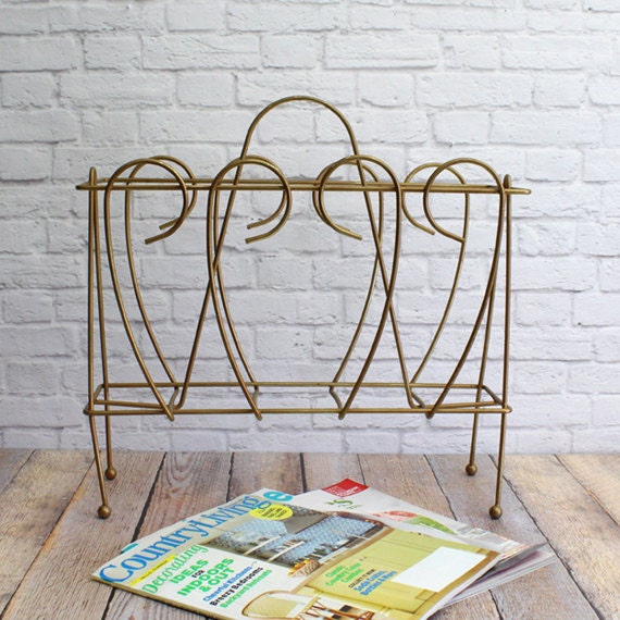 Metal Magazine Rack , Scroll Rack , Magazine Stand , Gold Tone Metal ...