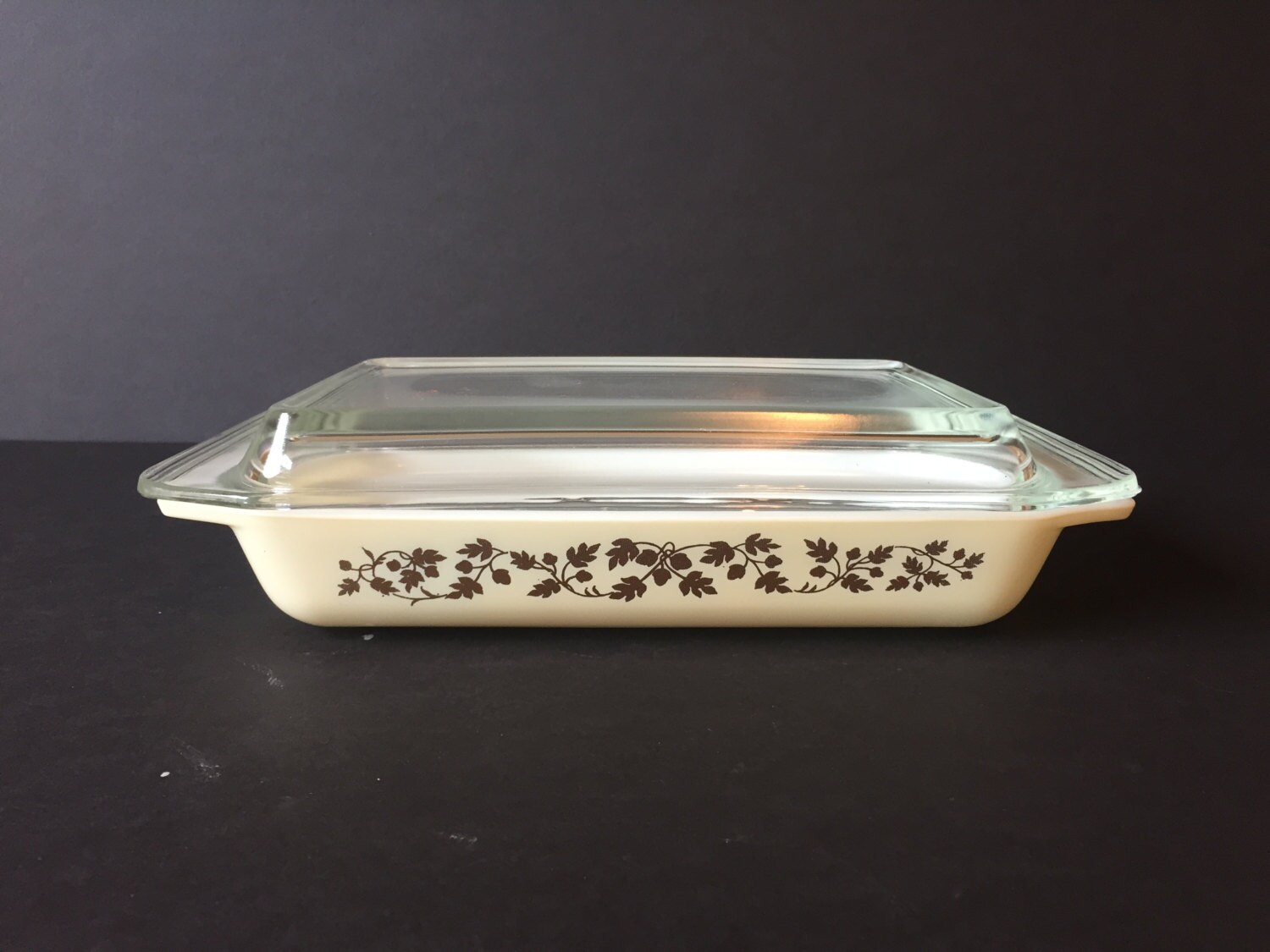 Vintage Gold Acorn Pyrex Dish, Acorn Leaf Casserole Dish with Lid, Mid ...
