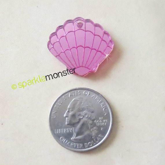 Small Shell Charms 2 pcs pink mirror by SparkleMonsterSupply