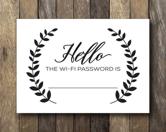 Items Similar To Wifi Password Printable Instant Download 5x7 Guest 