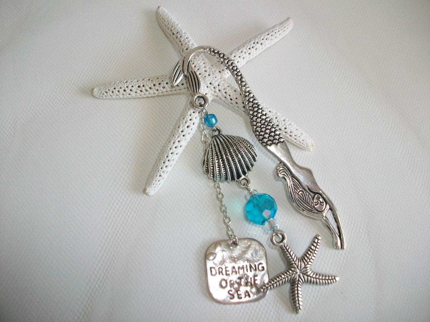 Mermaid Bookmark with Clam Shell Starfish by SeashellBeachDesigns