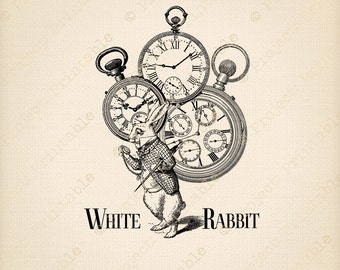 Clock white rabbit | Etsy