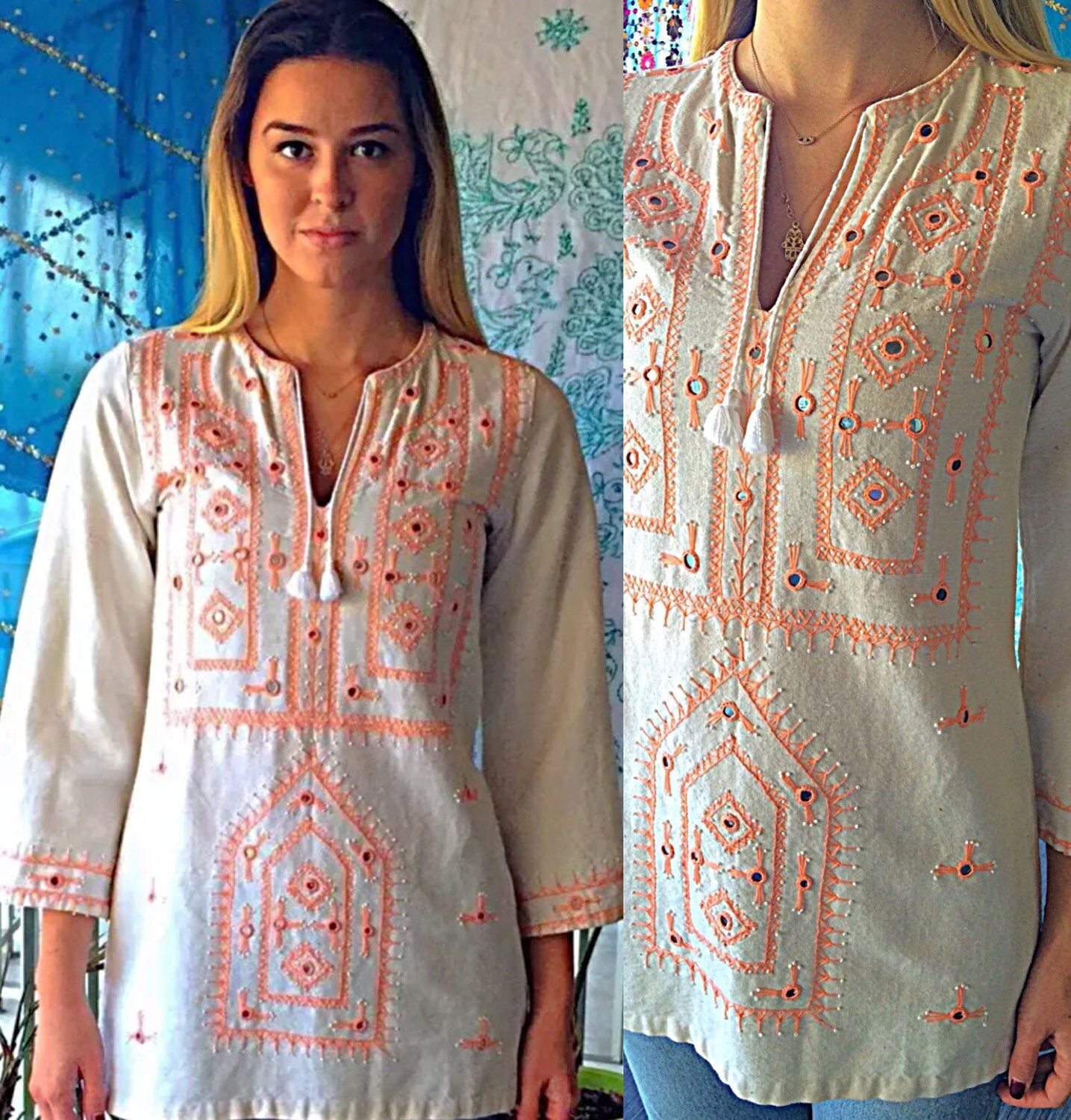 60s 70s India Pakistan Gypsy Embroidered Tunic XS – Haute Juice
