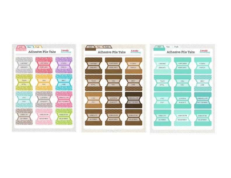12 Months sticker tabs regular size