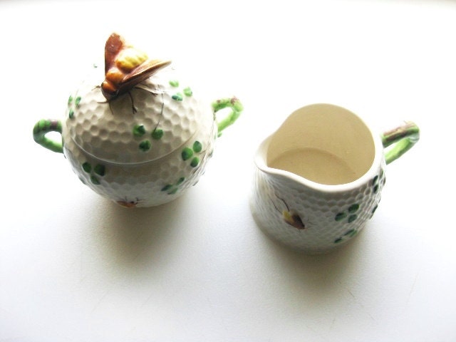 Japanese Ceramic Beehive & Clover Sugar and Creamer Set Treasure ...