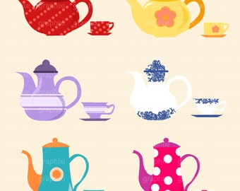 Tea time clipart | Etsy