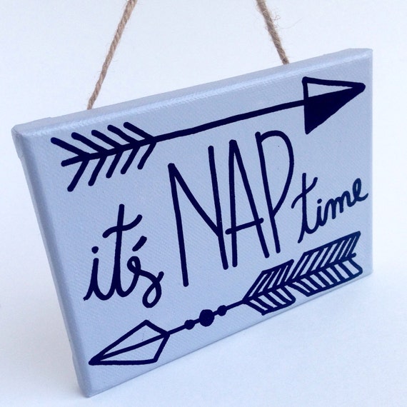 Nap Time Door Hanging Sign 5 x 7 Hand Painted by ThePinkPinecone