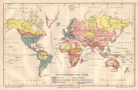 Victorian Map Of The World - United States Map