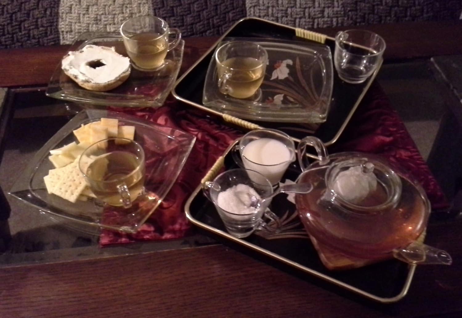 Clear glass Vintage Hazel Atlas square snack plate service for 4 with ...