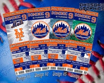 New York Mets Birthday Invitation, Baseball, Ticket Invitation ...