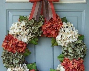 Fall Wreath Fall Hydrangea Wreath Fall Hydrangea by countryprim