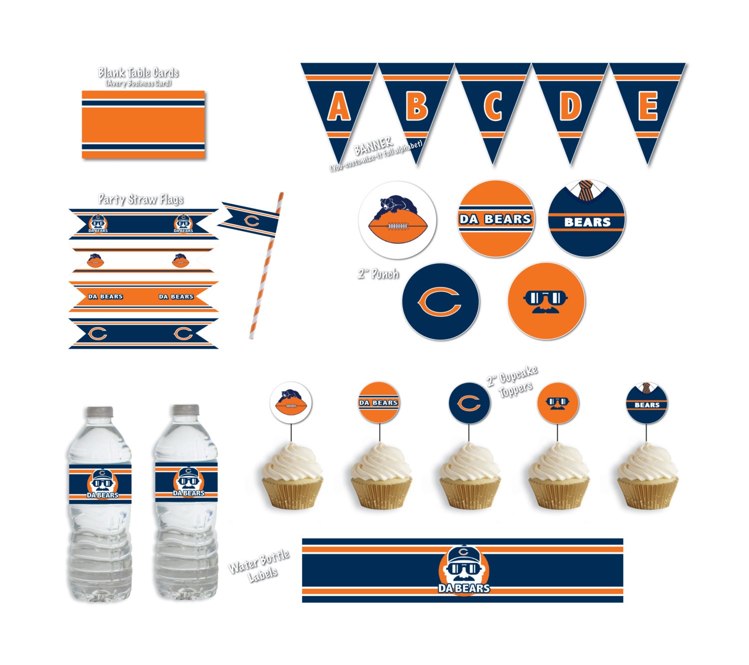 Chicago Bears Party Printables // NFL by andreahenebrydesign