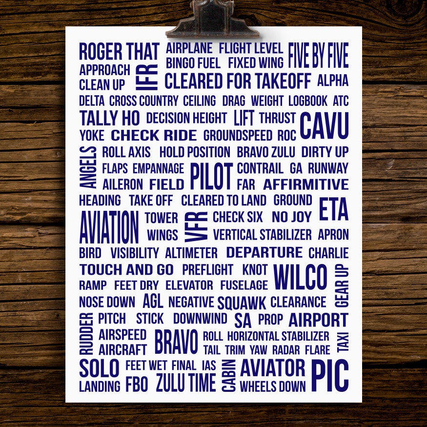 Aviation Decor Pilot Lingo Print Pilot Gifts by AddisonandLake