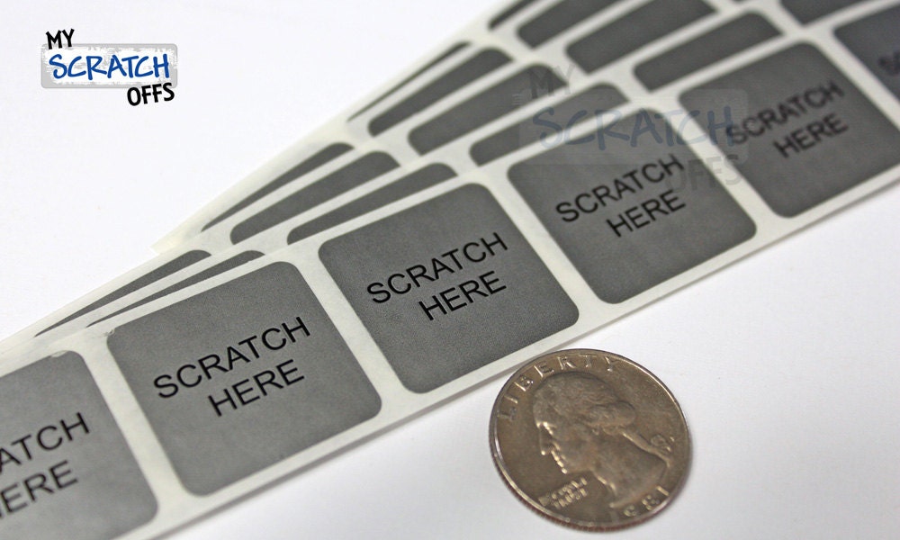 Silver 1" Square "Scratch Here" Scratch Off Labels from MyScratchOffs ...